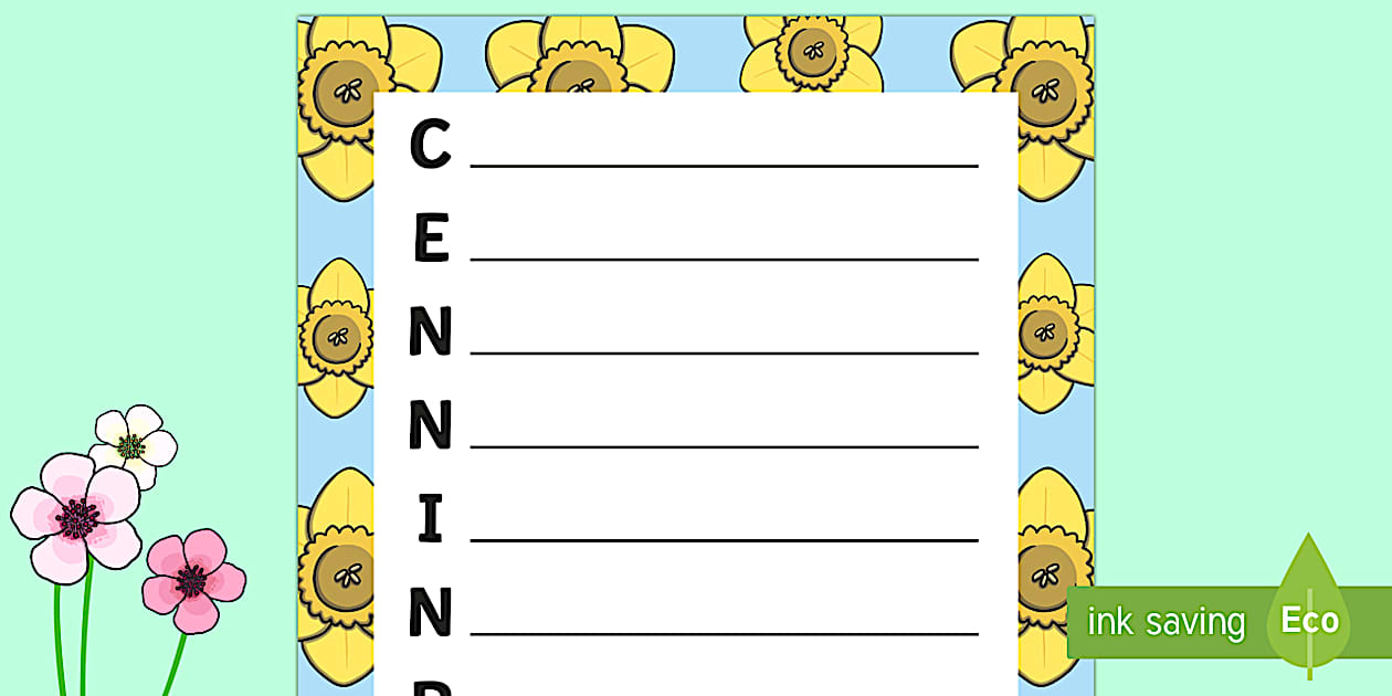 Welsh Daffodil Poem Template - Acrostic Poems - Twinkl