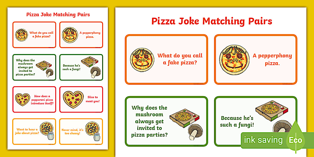 Pizza Joke Matching Pairs (teacher made) - Twinkl