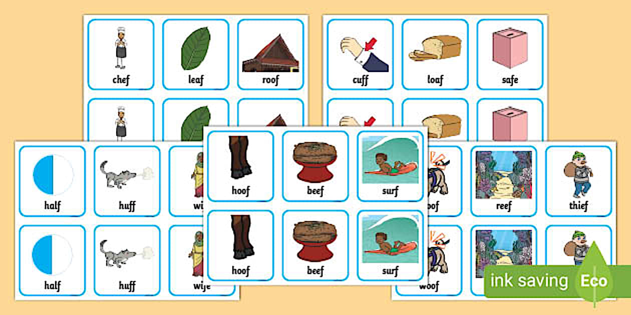 Dyslexic Final 'F' Sound Playing Cards (teacher made)