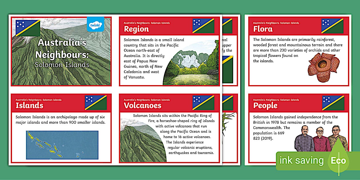 Australia's Neighbours: Solomon Islands Fact Cards - Twinkl