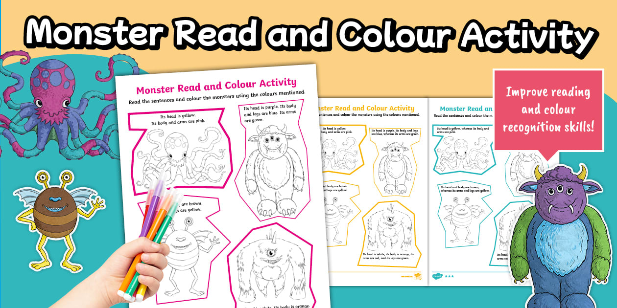 Monster Read and Colour Activity