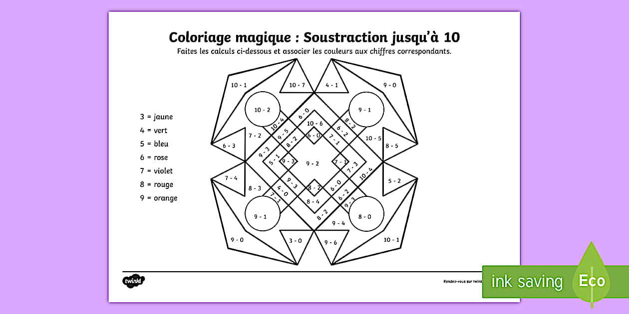 Coloriage magique maths | Cycle 2 - Twinkl