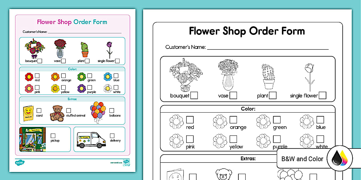 Flower Shop Dramatic Play Order Form (teacher made) - Twinkl