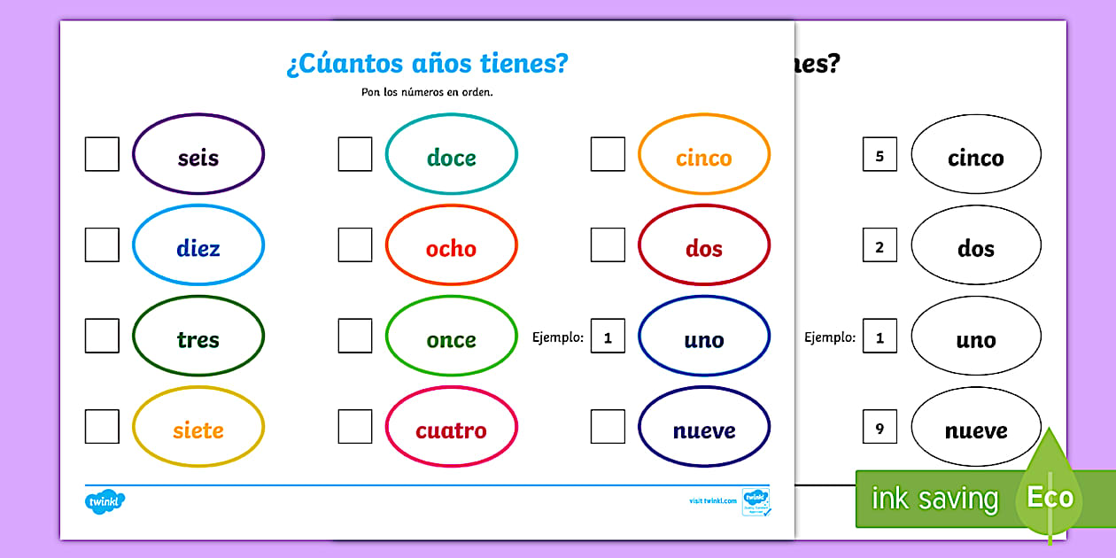 Editable Order the Numbers Worksheet - Spanish - Twinkl