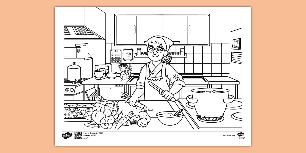 Free Cooking Colouring Page | Colouring Sheets - Twinkl