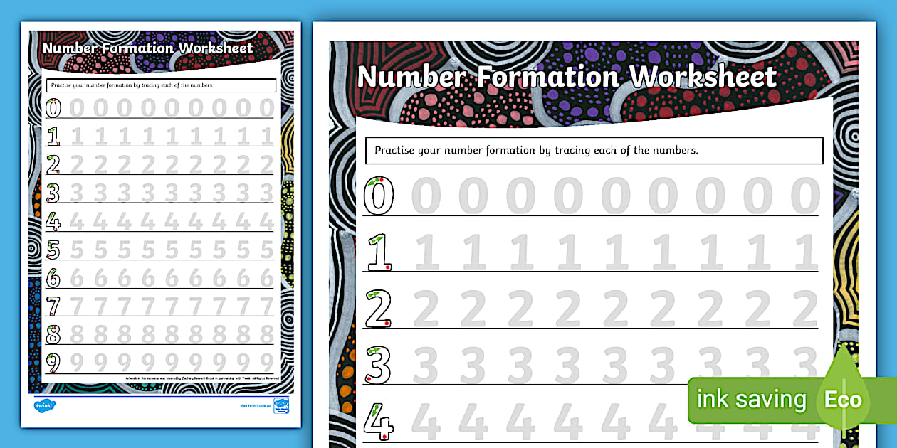 Number Formation Worksheet (teacher made) - Twinkl