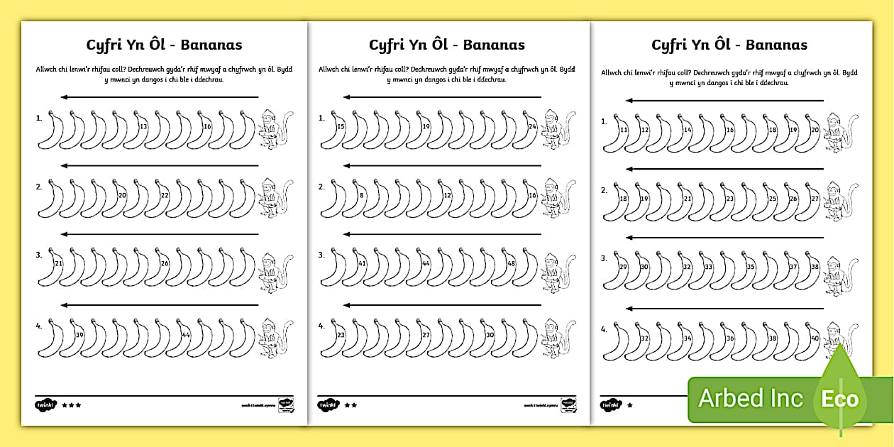 Taflenni Gweithgaredd Cyfri Yn Ôl o 50 (teacher made)