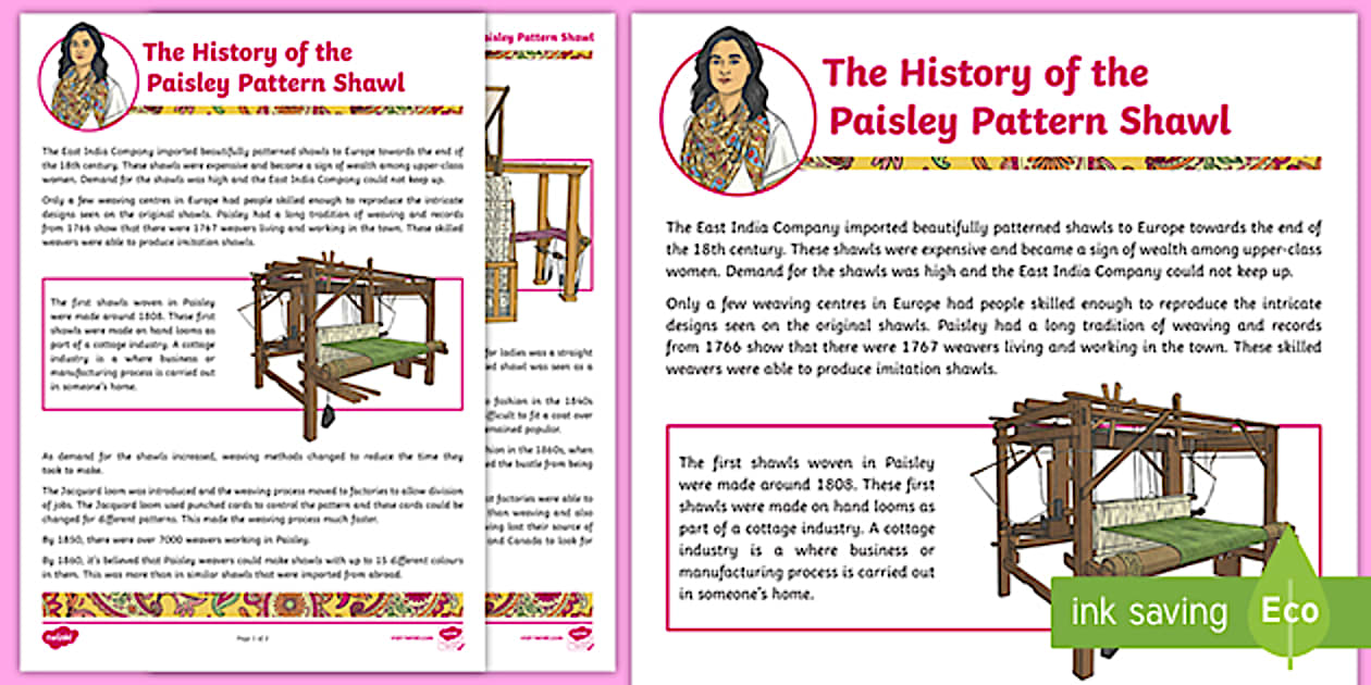 The History of the Paisley Pattern Shawl Fact File - Twinkl