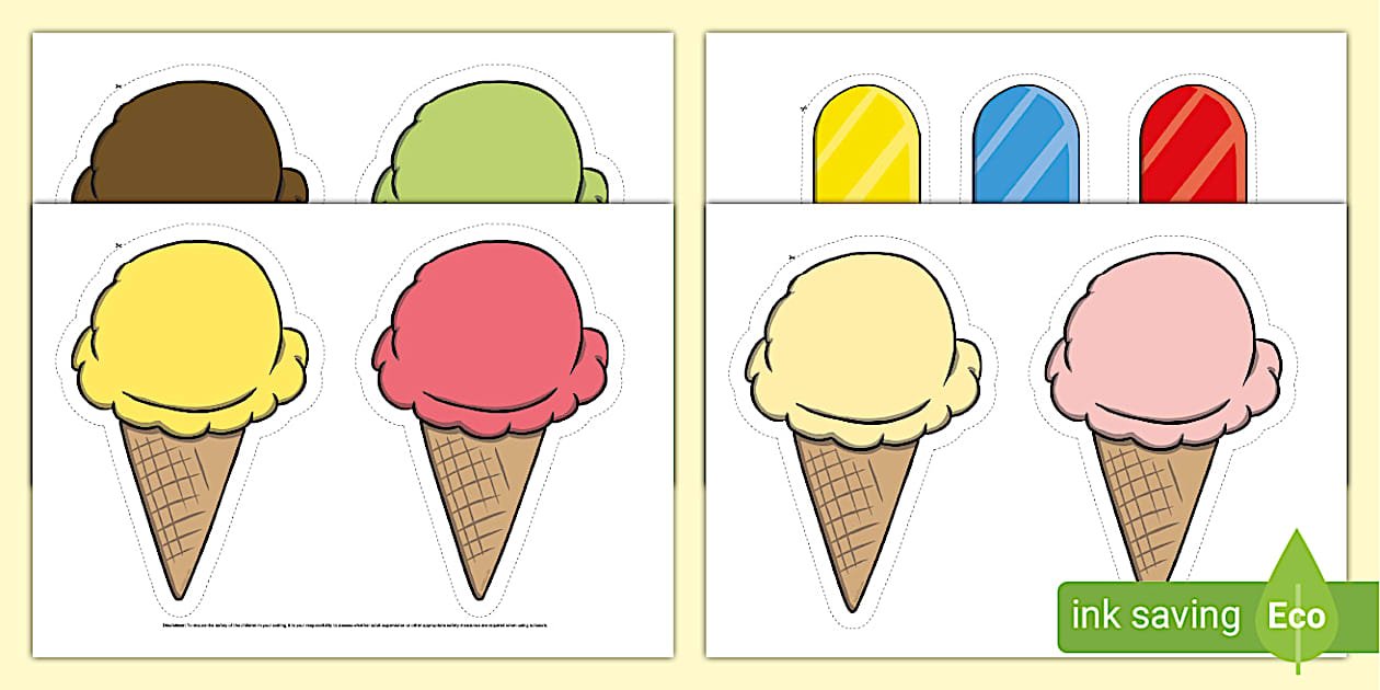 Ice Creams and Lollies Display Cut Outs, Ice Cream, Summer