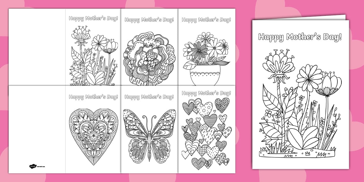 Mother’s Day Mindfulness Coloring Cards - Twinkl