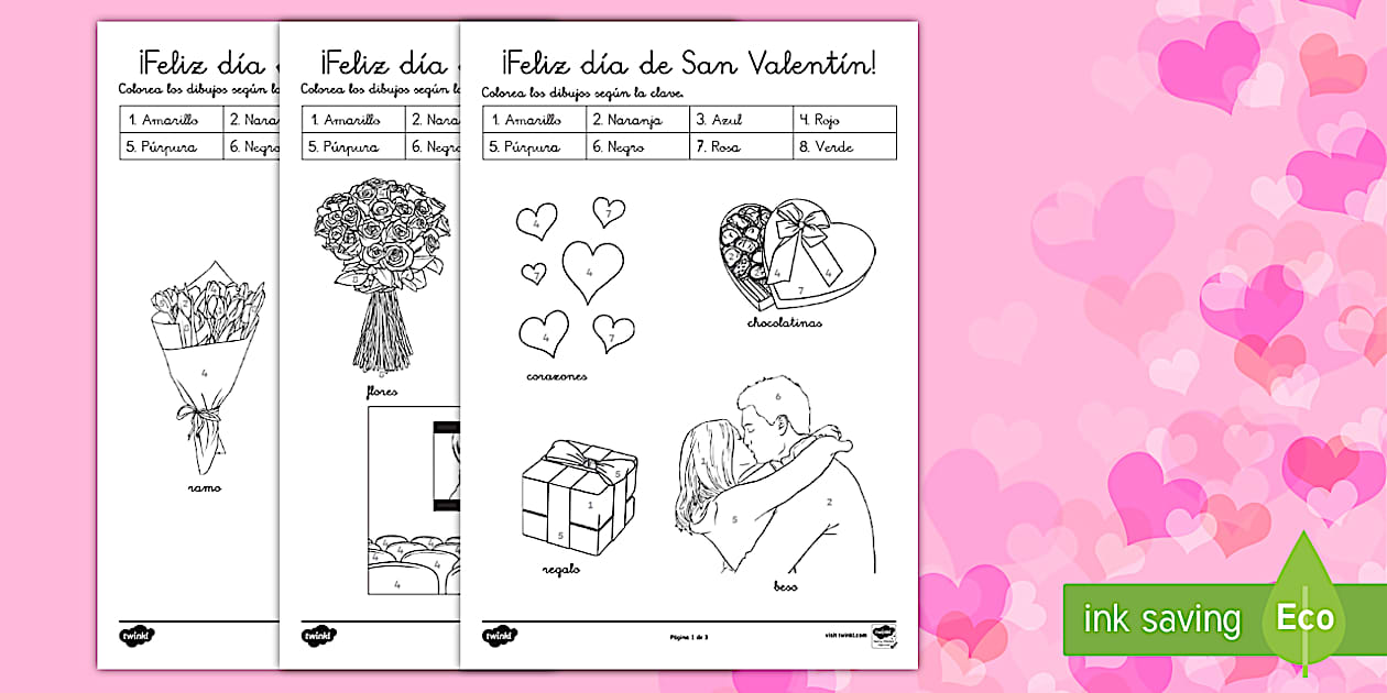 Colorear con números: Día de San Valentín - Twinkl