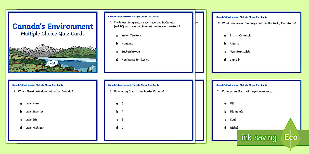 Canada's Environment Quiz Cards (Teacher-Made) - Twinkl