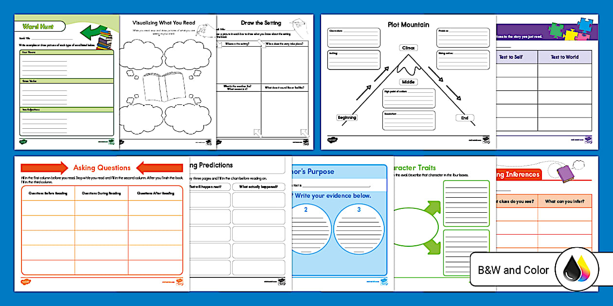 Reading Comprehension Graphic Organizers Pack for K-2nd Grade
