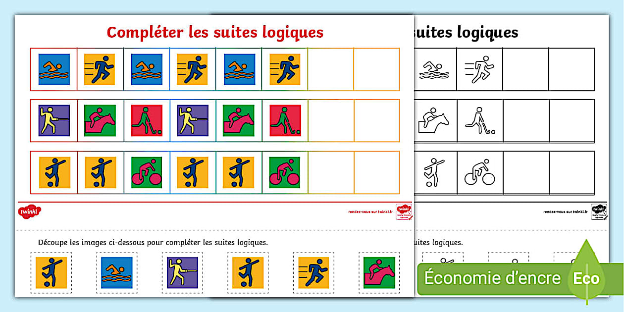 Compléter les suites logiques des jeux d'été - Twinkl