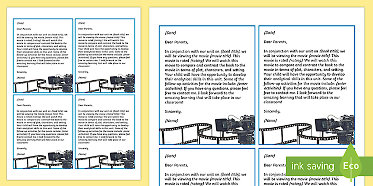 Editable Movie Permission Letter - Twinkl