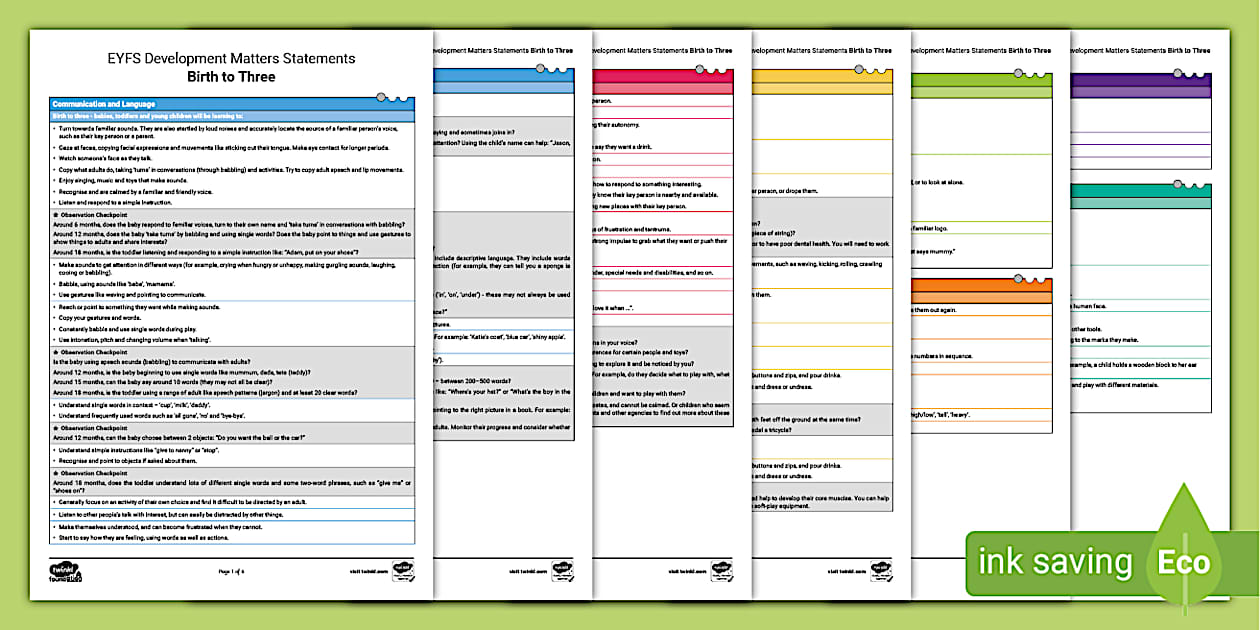 EYFS Development Matters Statements Birth to Three - Twinkl