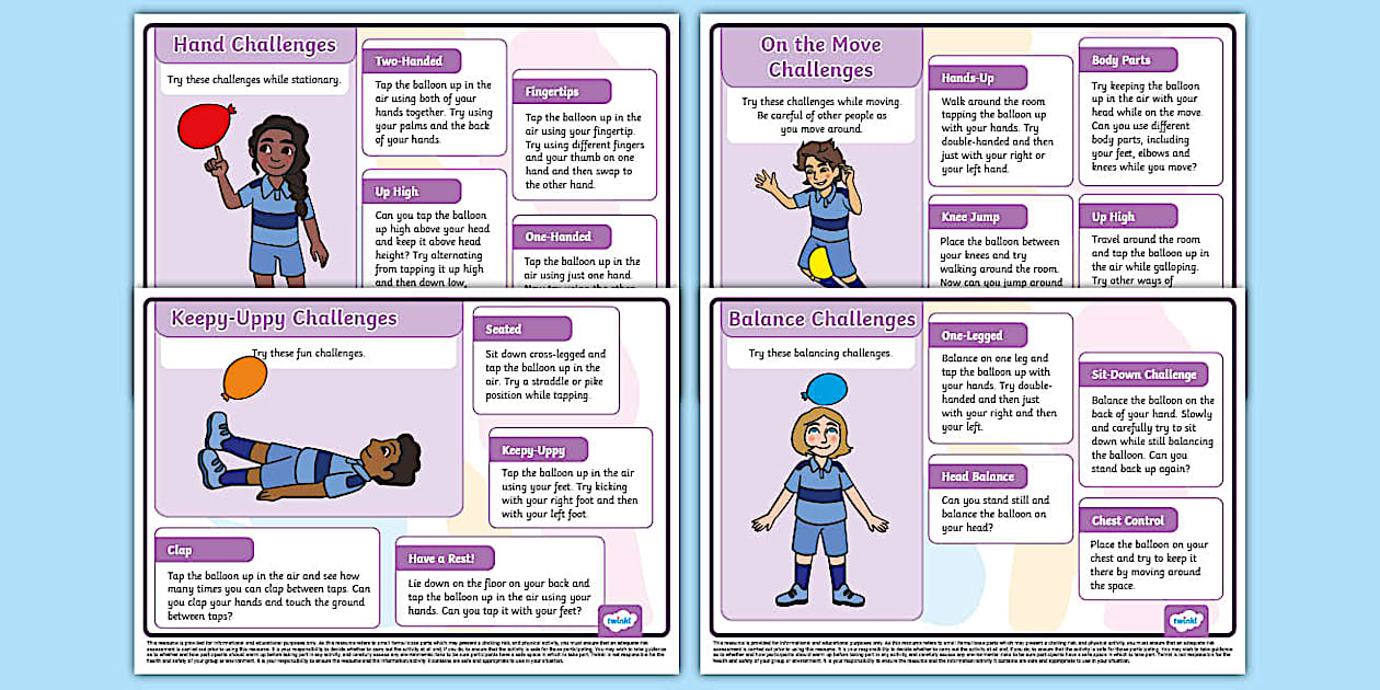 KS1 Balloon Challenges PE Games Fundamental Movement Skills