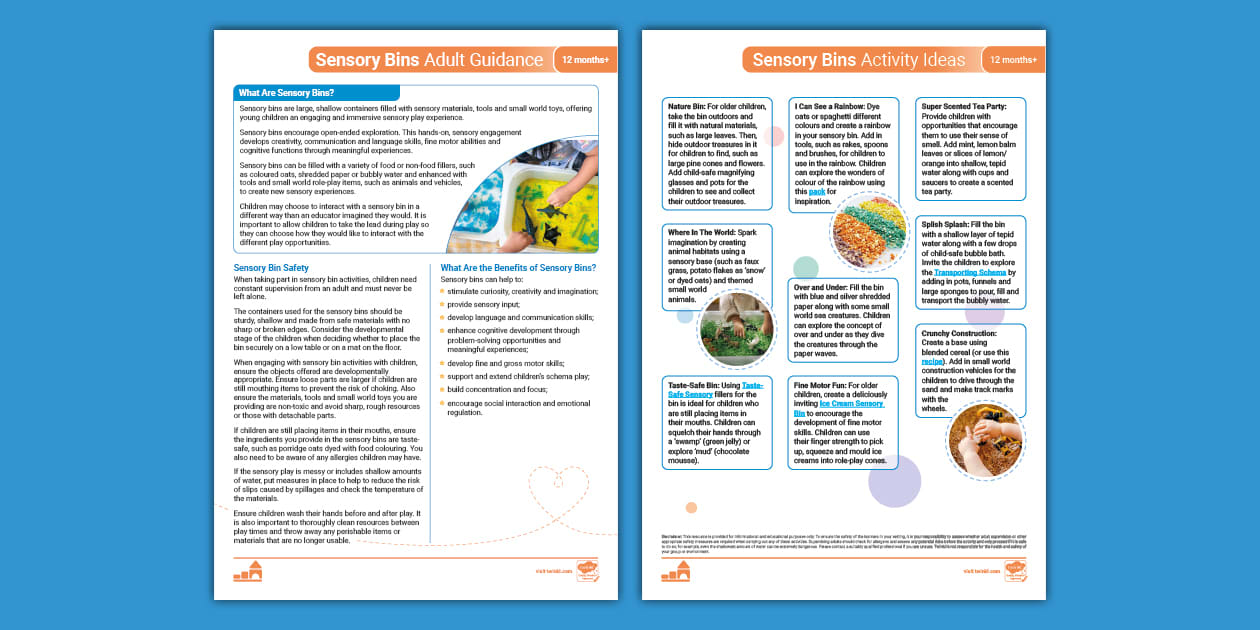 Toddler Room Sensory Bins Adult Guidance and Ideas - Twinkl