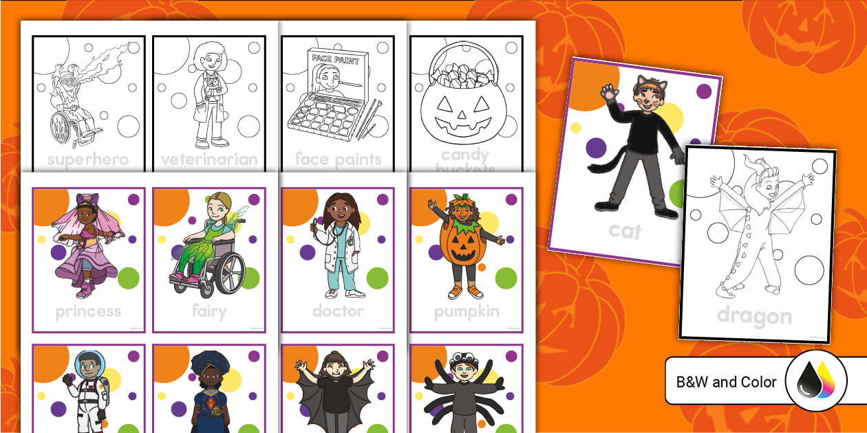Halloween Costume Shop Dramatic Play Tracing Word Cards