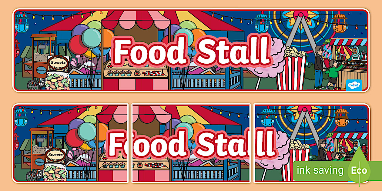 QLD The Fairground Food Stall Role Play Banner - Twinkl