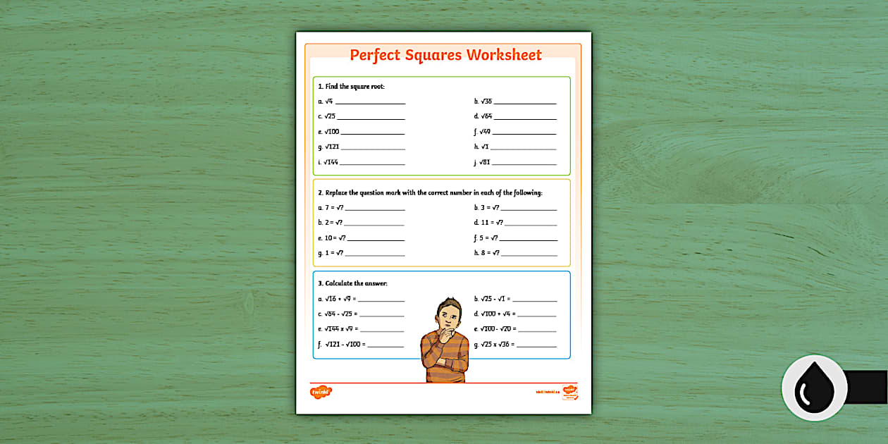 Square Roots Worksheet - Grade 7 (teacher made) - Twinkl