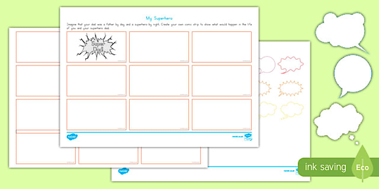Australia Father's Day Superhero Comic Strip Storyboard Template