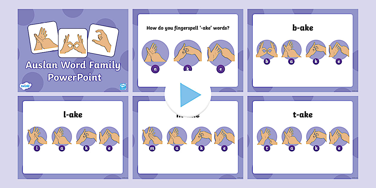 Auslan Word Family PowerPoint (teacher made) - Twinkl