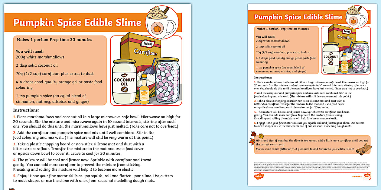 Pumpkin Spice Edible Slime (teacher made) - Twinkl