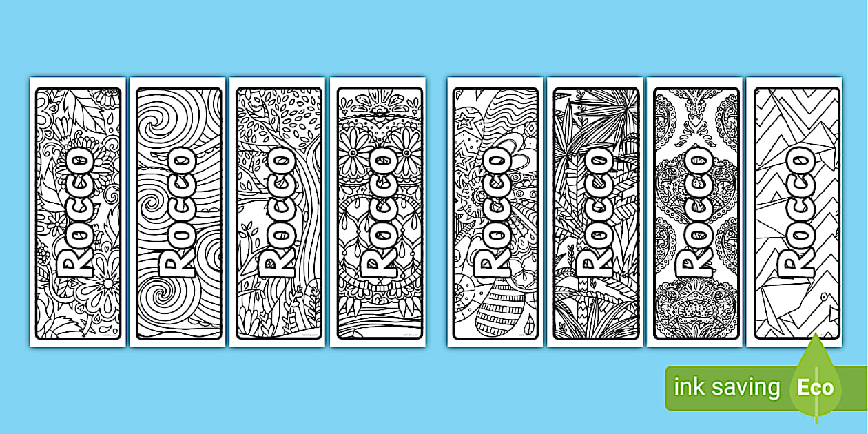 Rocco Mindfulness Name Colouring Bookmarks (teacher made)