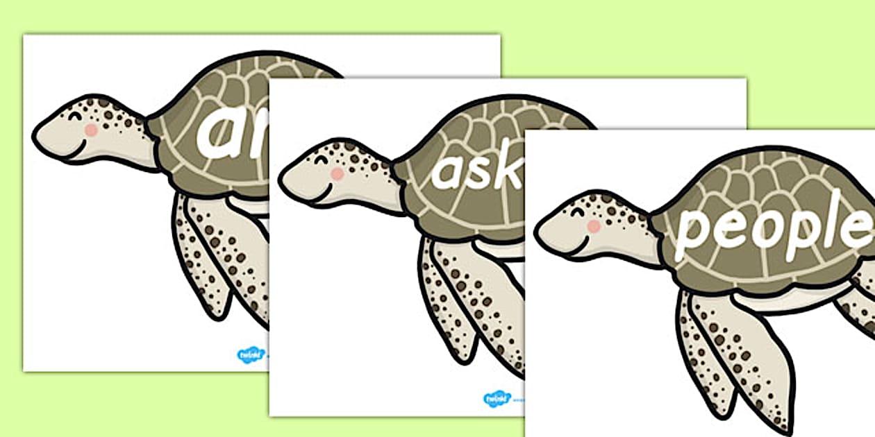 Tricky Words on Editable Turtles (teacher made) - Twinkl