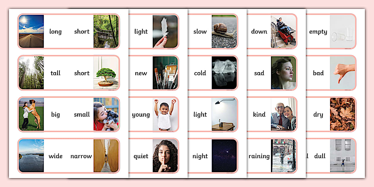 Opposites Concept Cards with Photos (teacher made) - Twinkl