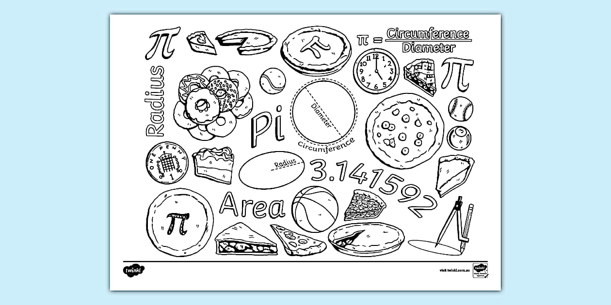 Pi Day Colouring Page (teacher made) - Twinkl
