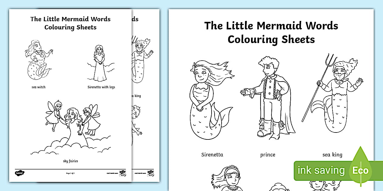 The Little Mermaid Words Colouring Sheet (teacher made)