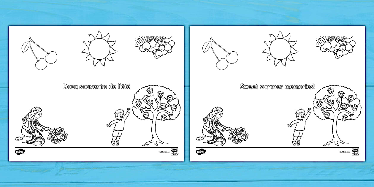 Summer Berry Picking Colouring Page (teacher made) - Twinkl