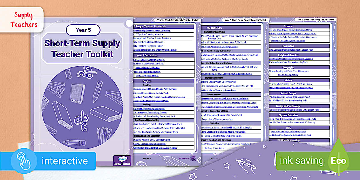 Year 5 Short-Term Supply Teacher Toolkit (Teacher-Made)