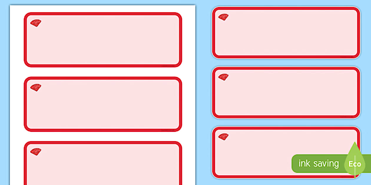 Ruby Red Themed Editable Drawer-Peg-Name Labels (Colourful)