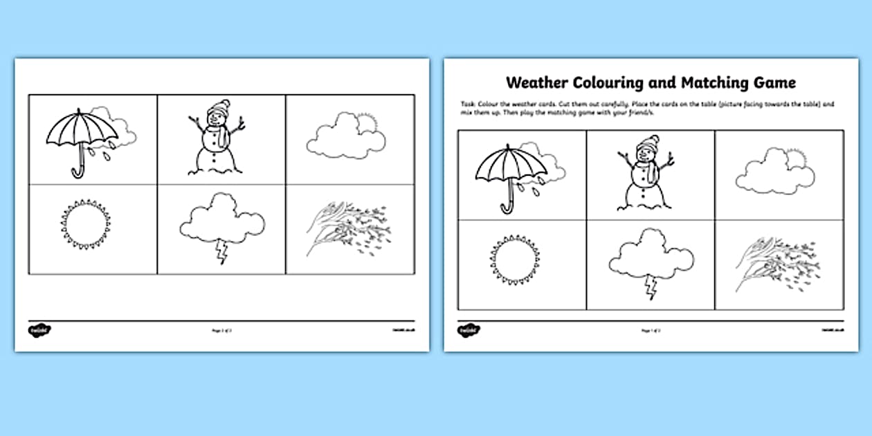 Weather Matching Game Worksheet / Worksheet (teacher made)