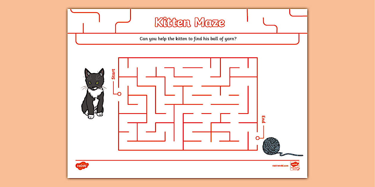Kitten Match Maze Activity (teacher made) - Twinkl