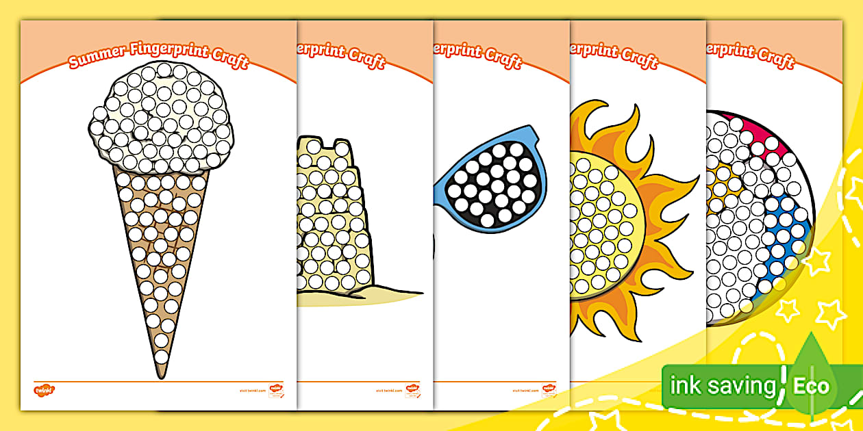Summer Fingerprint Crafts (teacher made) - Twinkl