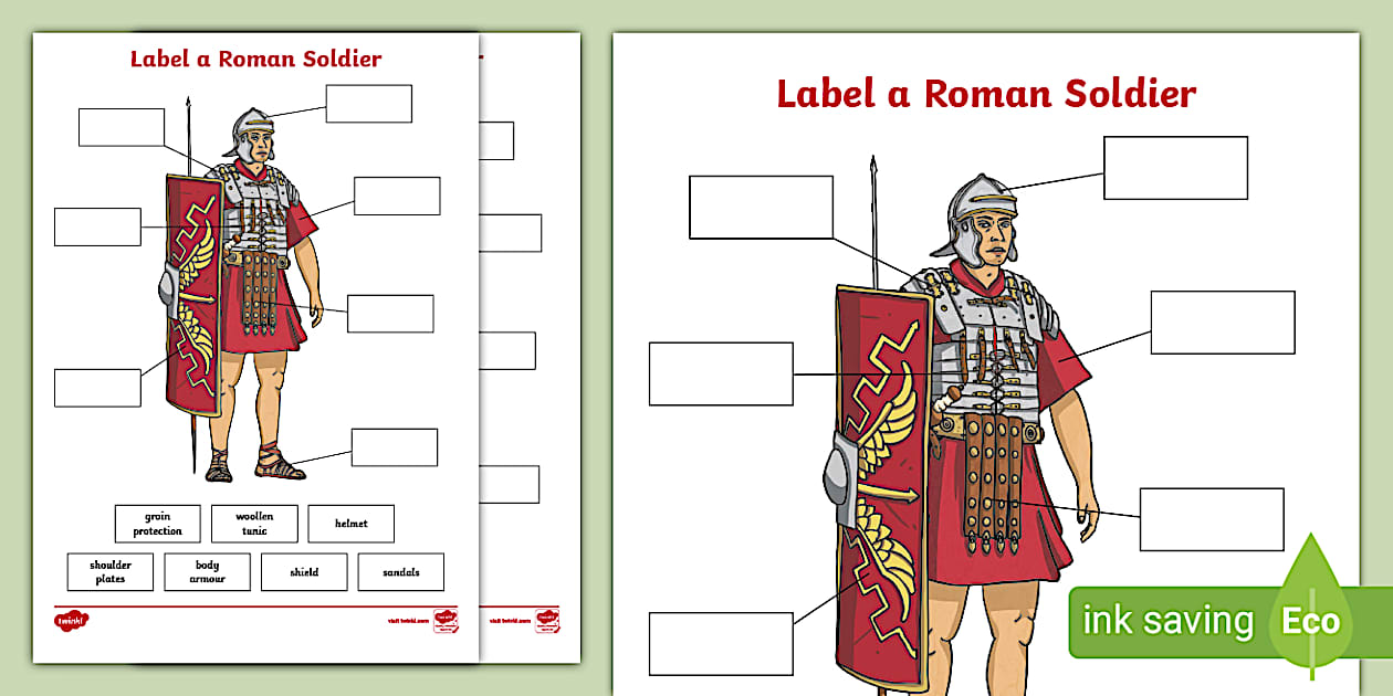 Cursive Label a Roman Soldier Worksheet - Twinkl