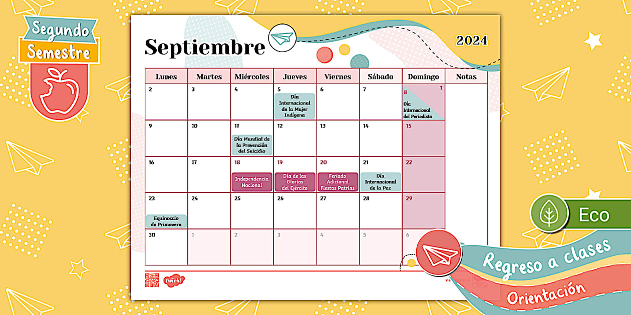 Calendario | Septiembre 2024 | Gratis | Imprimible - Twinkl