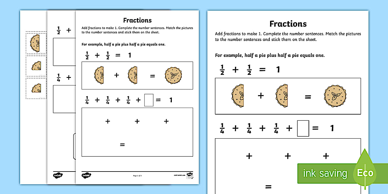 Fractions Worksheet / Worksheet (teacher made) - Twinkl