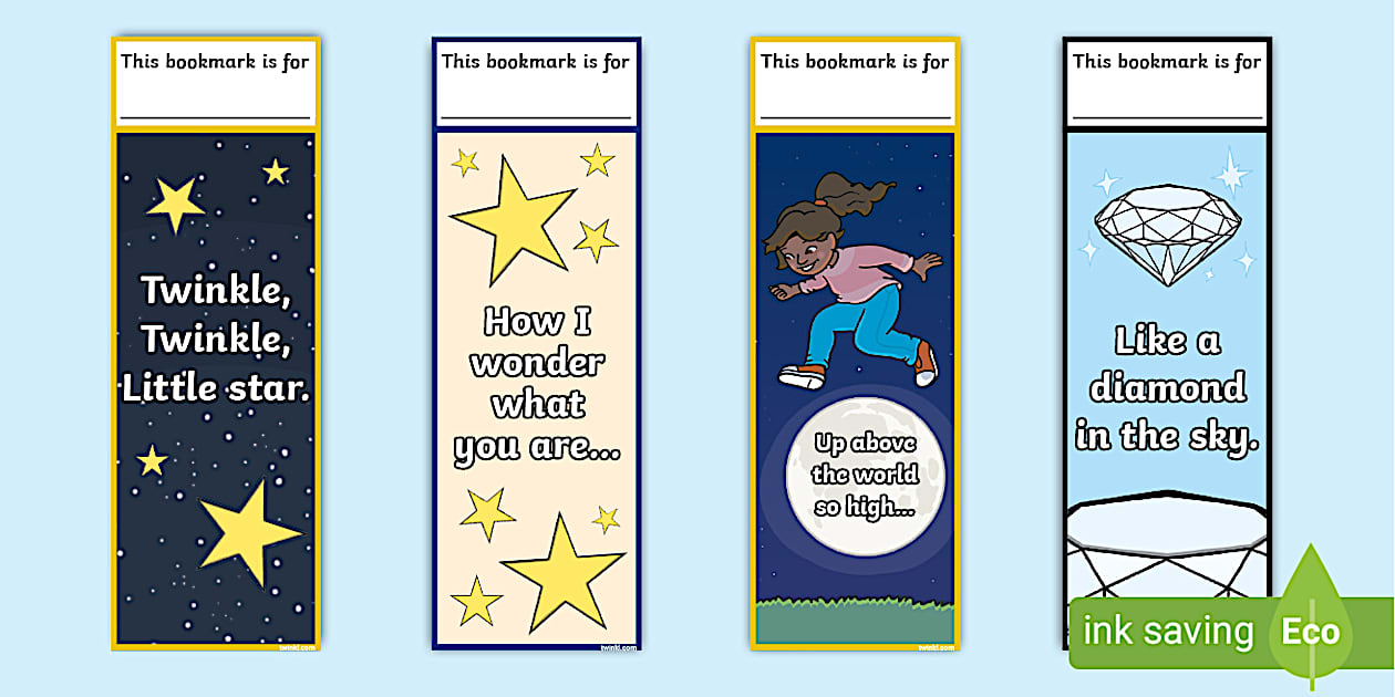Nursery Rhyme Twinkle Twinkle Little Star Bookmarks - Twinkl