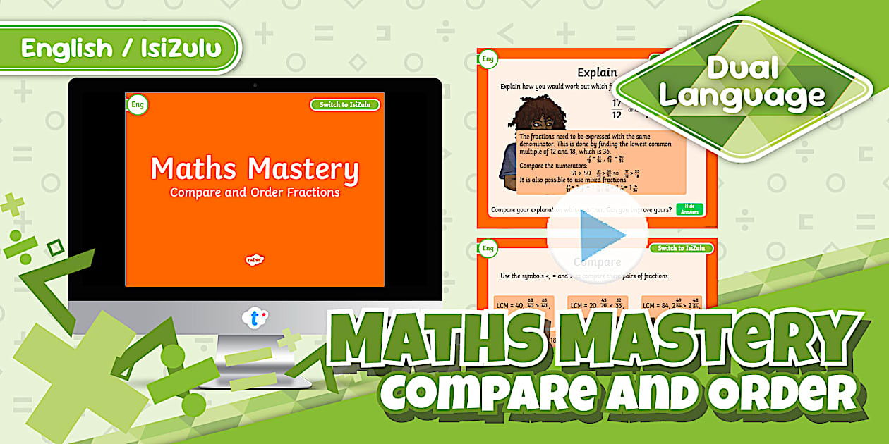 Fractions Compare and Order Maths Mastery PowerPoint