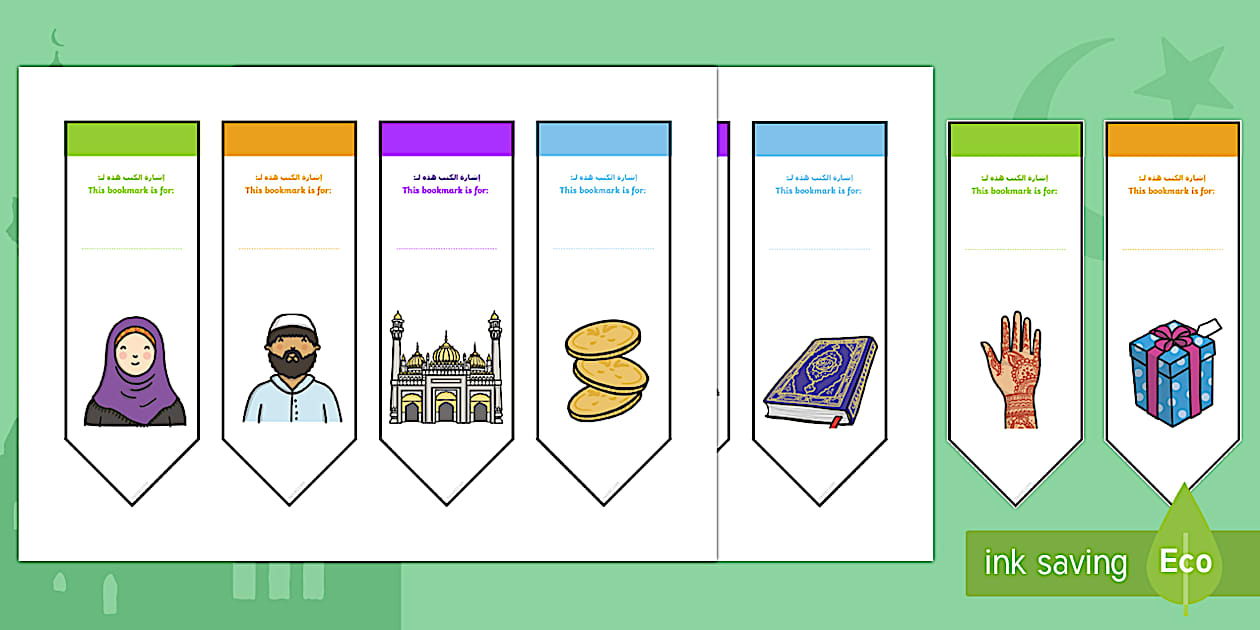 Eid Bookmarks - Arabic/English - Eid Editable Bookmarks