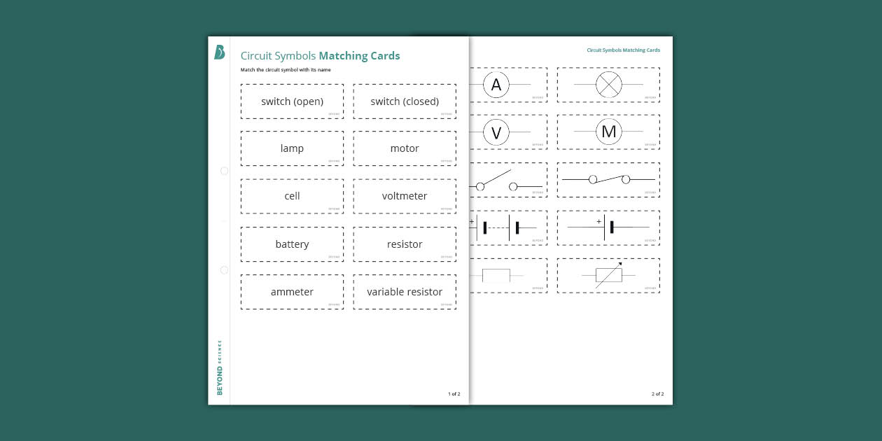KS3 Circuit Symbols Matching Cards Activity Beyond Science