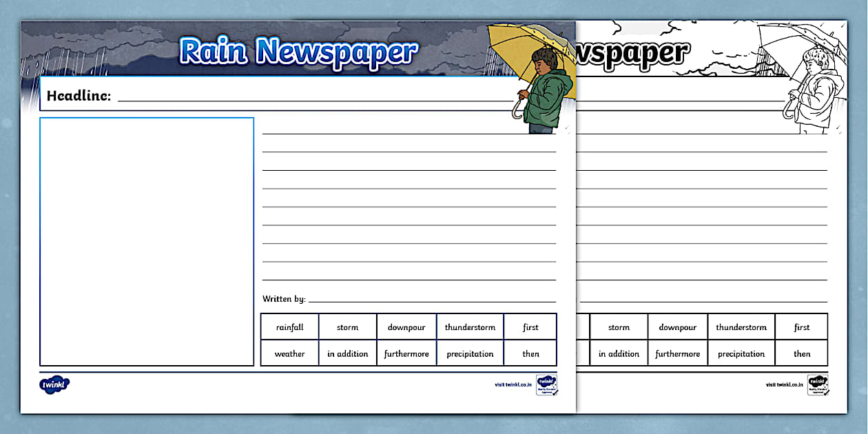 Rain Newspaper Writing Template (l'enseignant a fait)