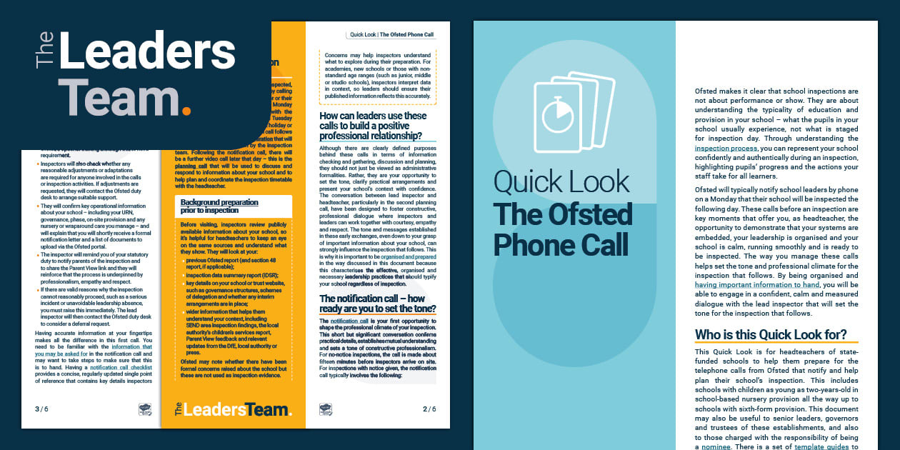 Ofsted Notification Phone Call Guidance