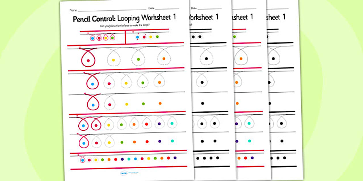 Black and White Pencil Control Looping Worksheet 1 - Twinkl