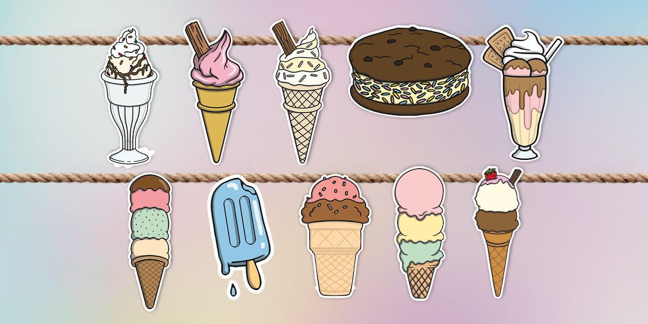 Ice Cream Picture Bunting (l'enseignant a fait) - Twinkl